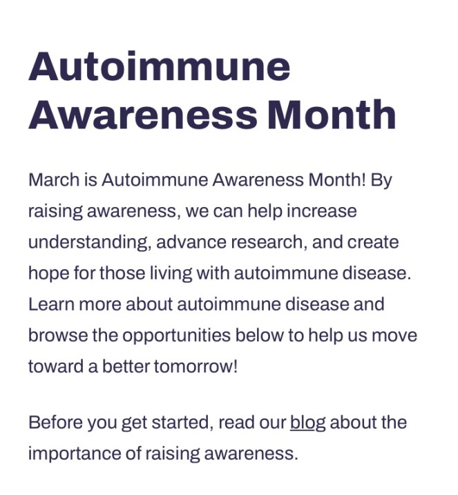 March is Autoimmune Awareness Month – Journal of a Warrior's Journey